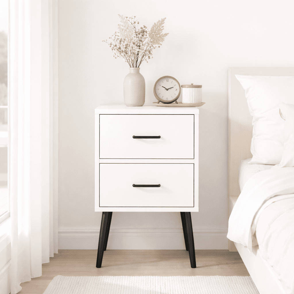 Mintazer Modern Nightstand with 2 Drawer, Bedside Table with Metal Legs ...