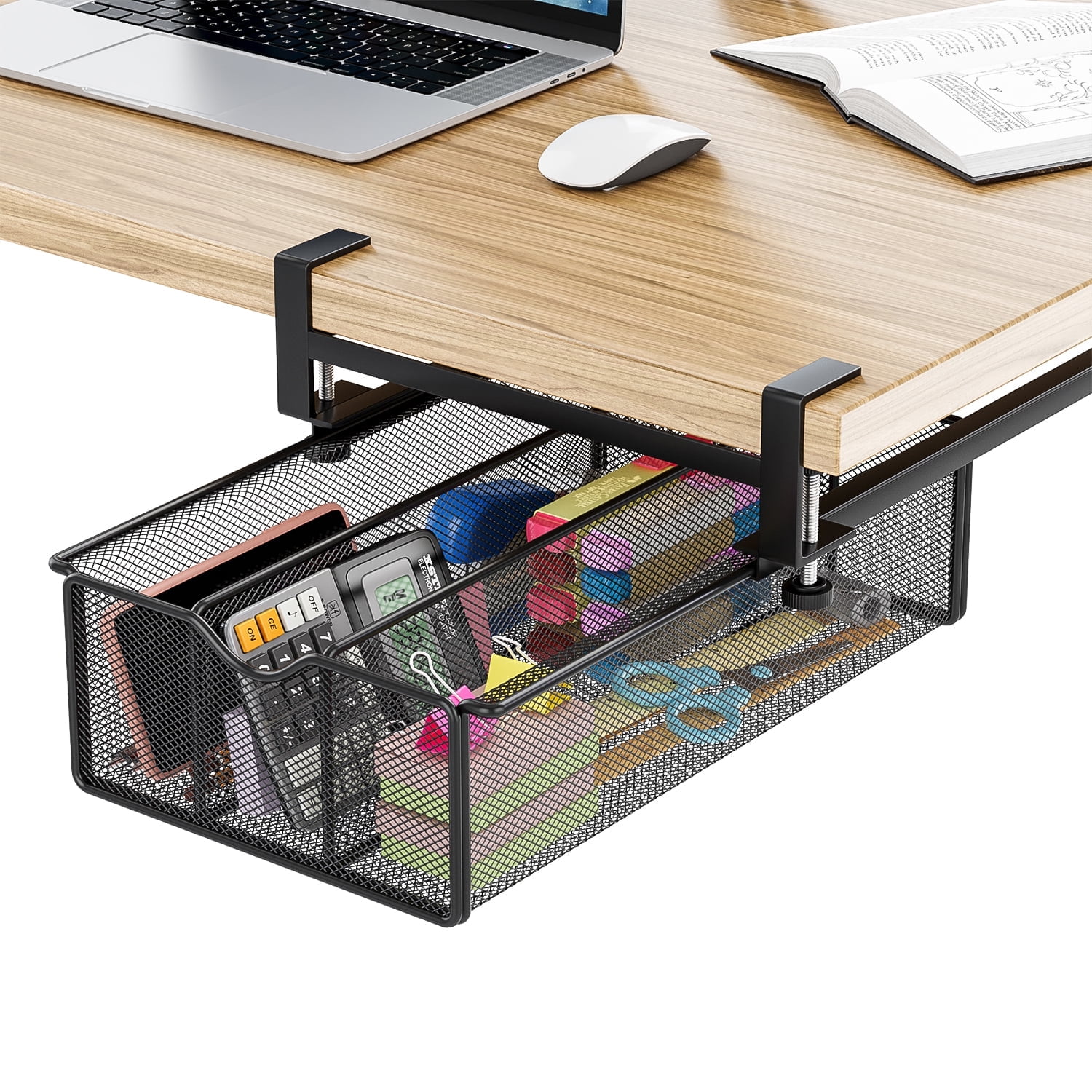 Mintazer Under Desk Organizer Clamp-On Mesh Metal Under Table Storage ...