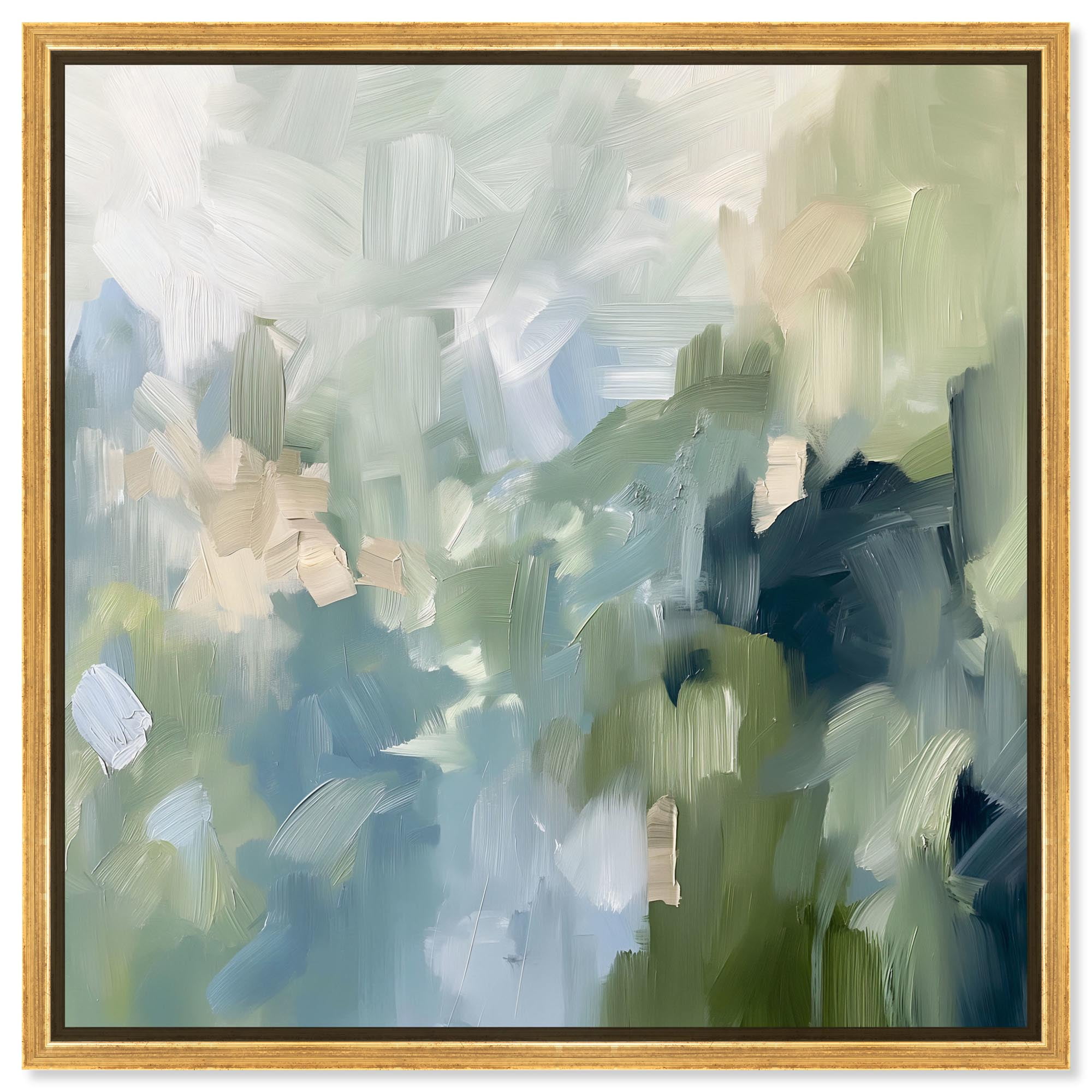 Minted Brush Canvas Minimal Abstracts by Art Remedy, Gold Frame, 30" x ...