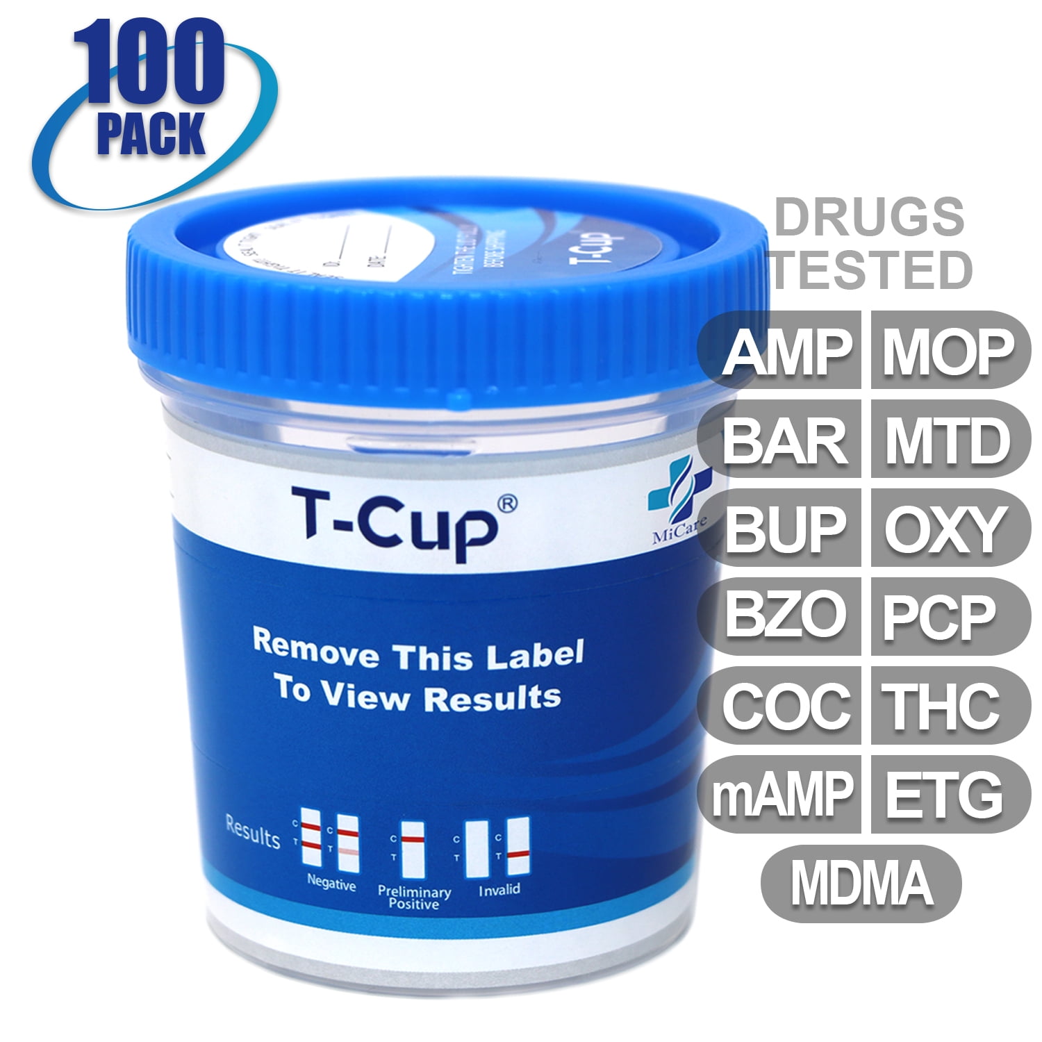 Mintegrity [100pk] 13-Panel T-Cup Instant Urine Drug Test - (AMP/BAR ...