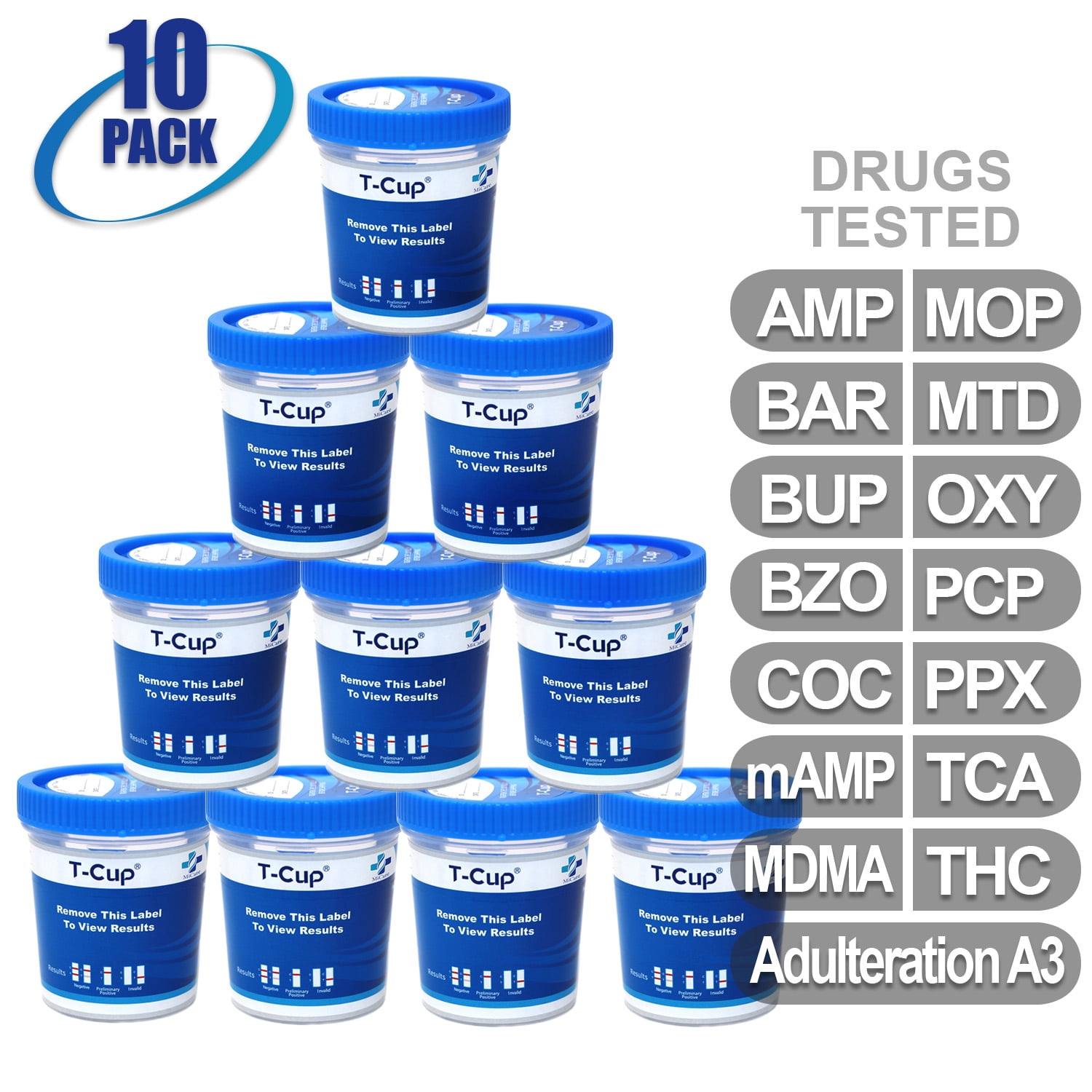 Mintegrity [10pk] 14-Panel T-Cup Instant Urine Drug Test - (AMP/BAR/BUP ...