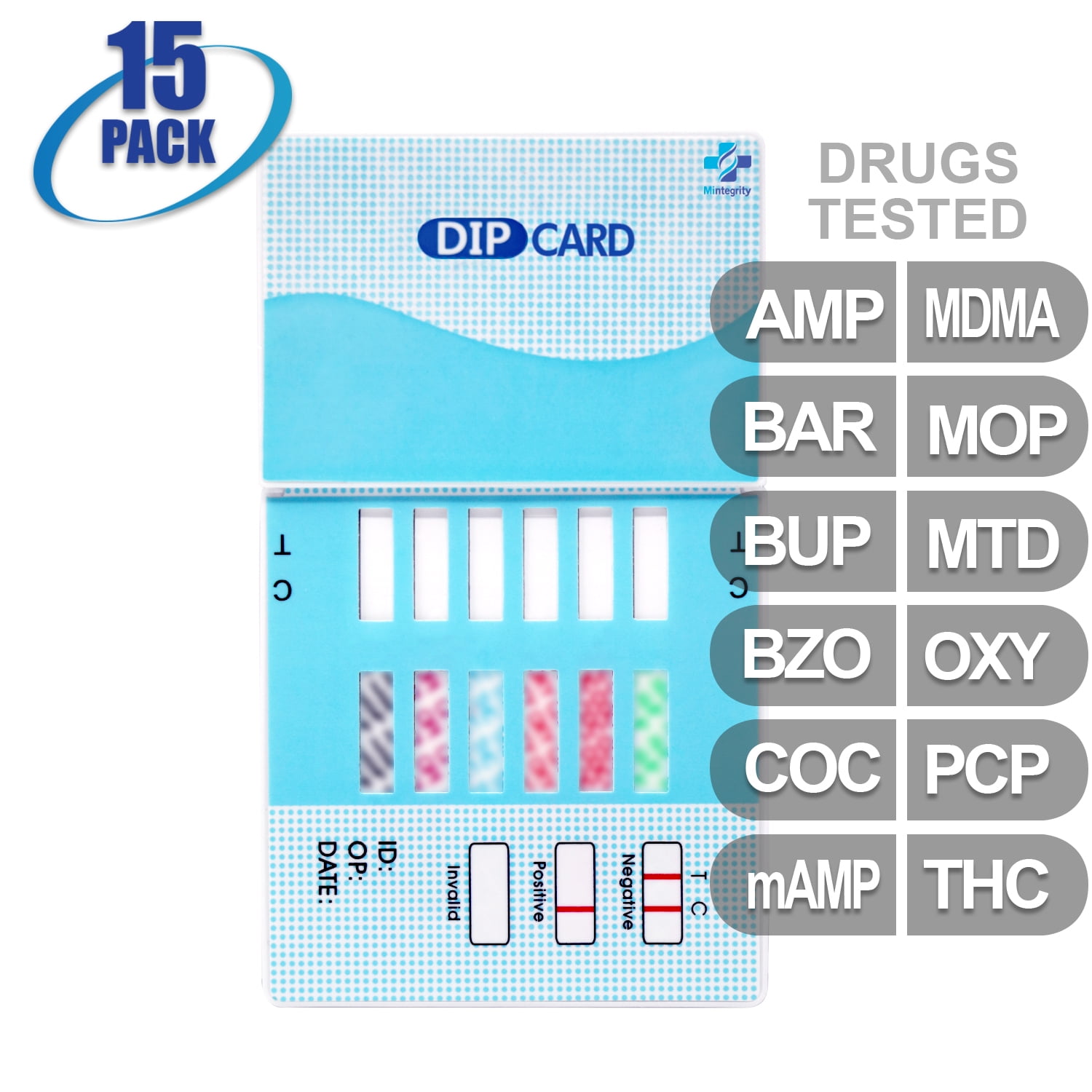 Mintegrity [15pk] - 12-Panel Dip Card Instant Urine Drug Test - (AMP ...