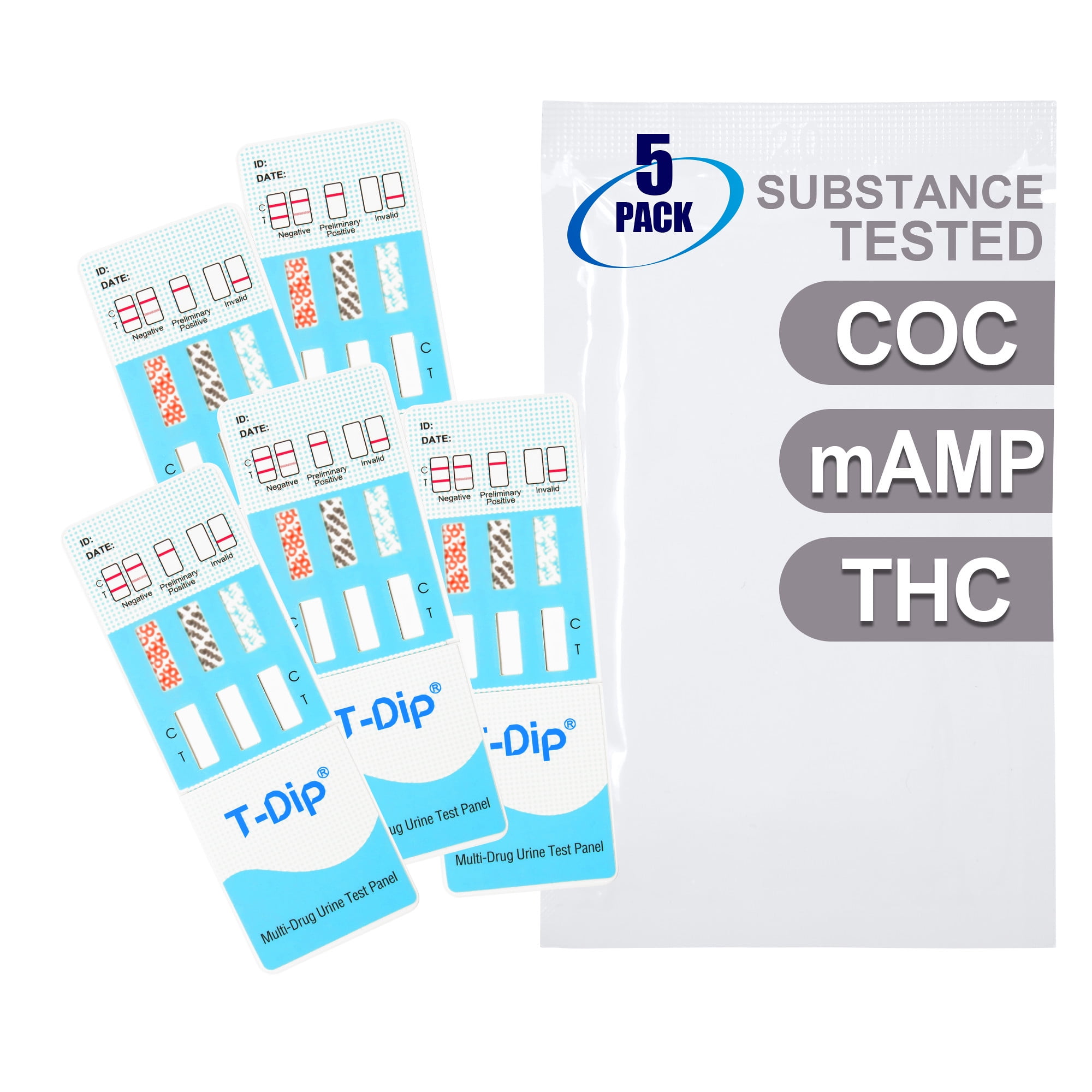 Mintegrity [5pk] - 3-Panel Dip Card Instant Urine Drug Test - (COC/mAMP ...