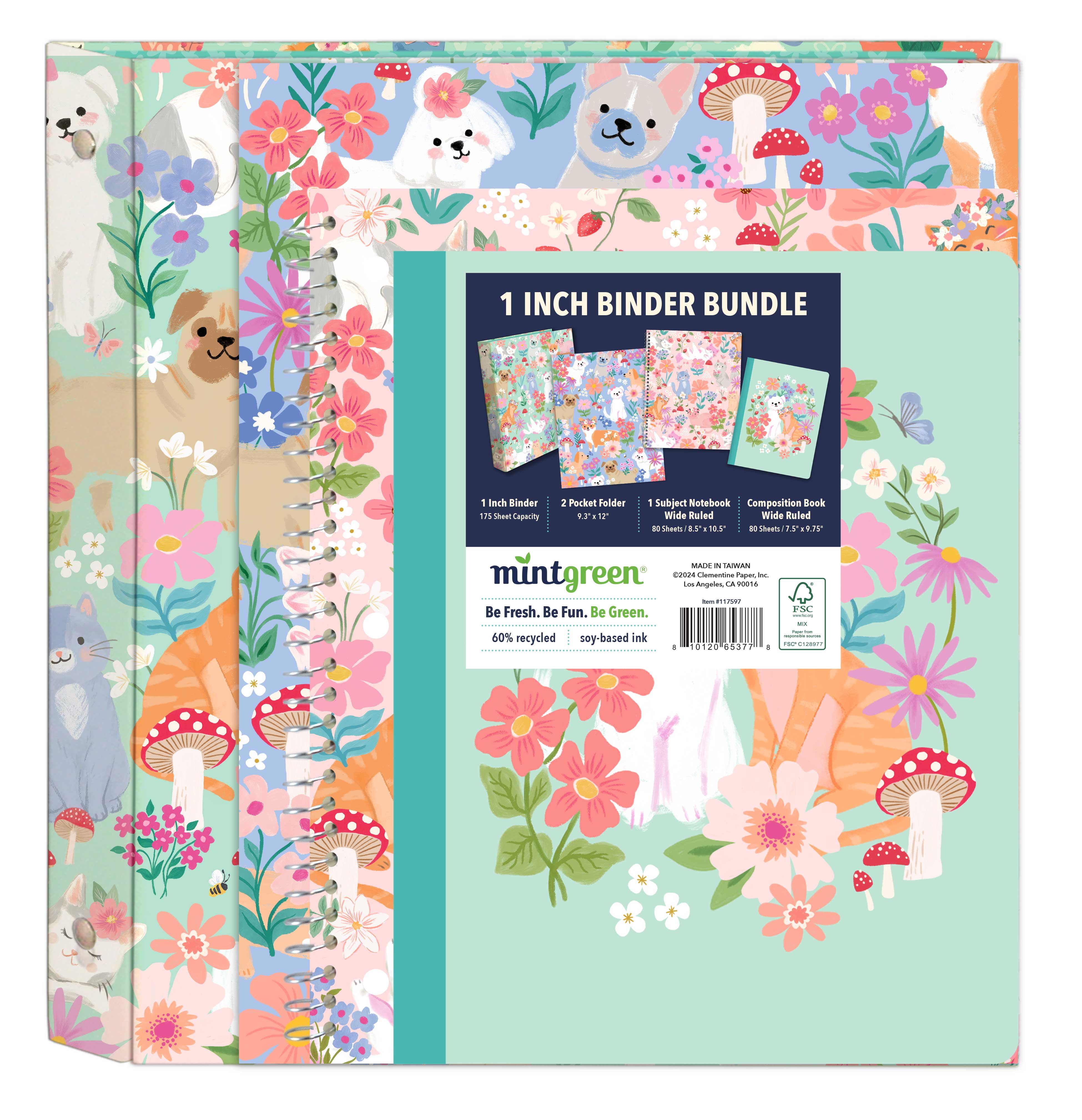 Mintgreen 4pcs. Bundle Pets Binder, 1-subject, Compbook, Folder ...