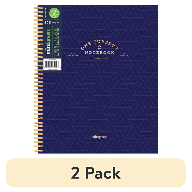 (2 pack) Mintgreen Spiral Bound 1 Subject Notebook College Ruled ...