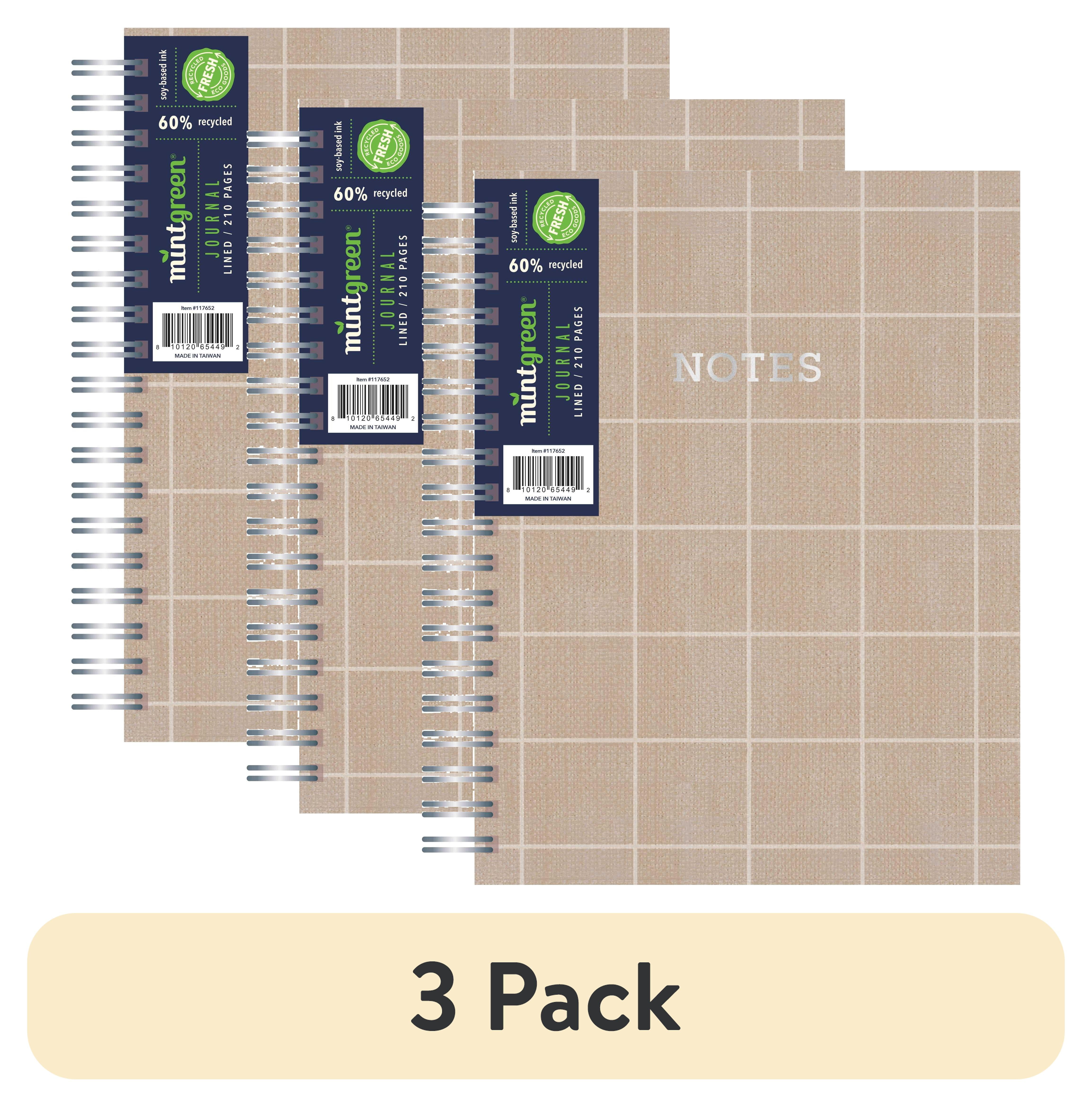 (3 pack) Mintgreen Spiral Bound Notepad - Checked Tan - 7.4" x 9.7 ...