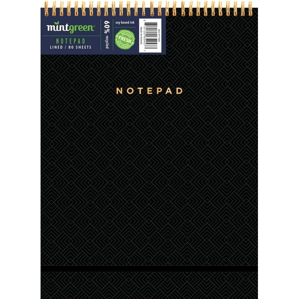 Mintgreen Spiral Top Bound Writing Pad, Black, 80 Sheets, 8x10.75 ...