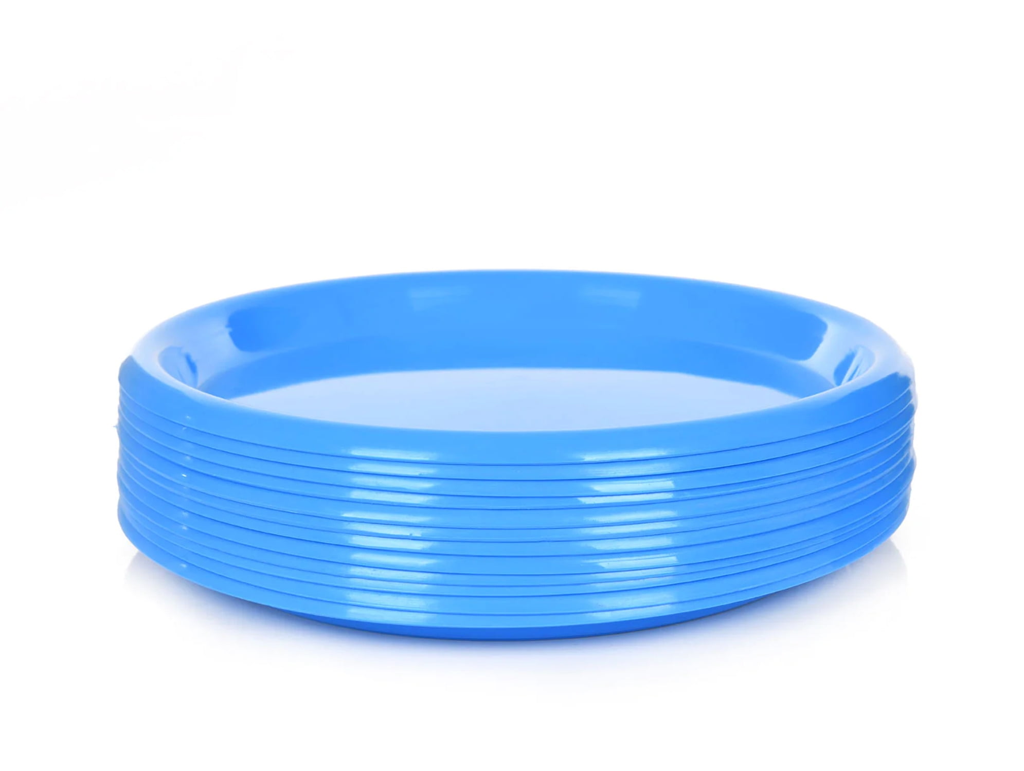 Mintra Home - (04882) Large Plastic Reusable Plate 12 Pack,Blue ...