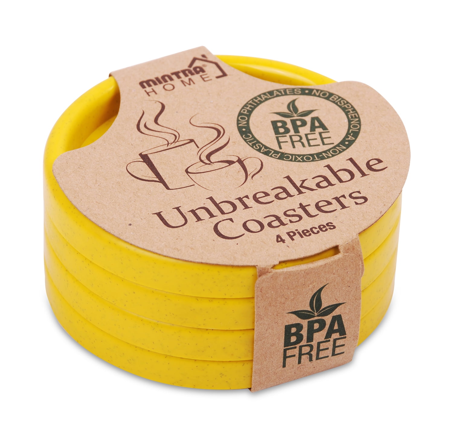 Mintra Home - (9053) Yellow Coasters for Cups 4 Pack - Walmart.com