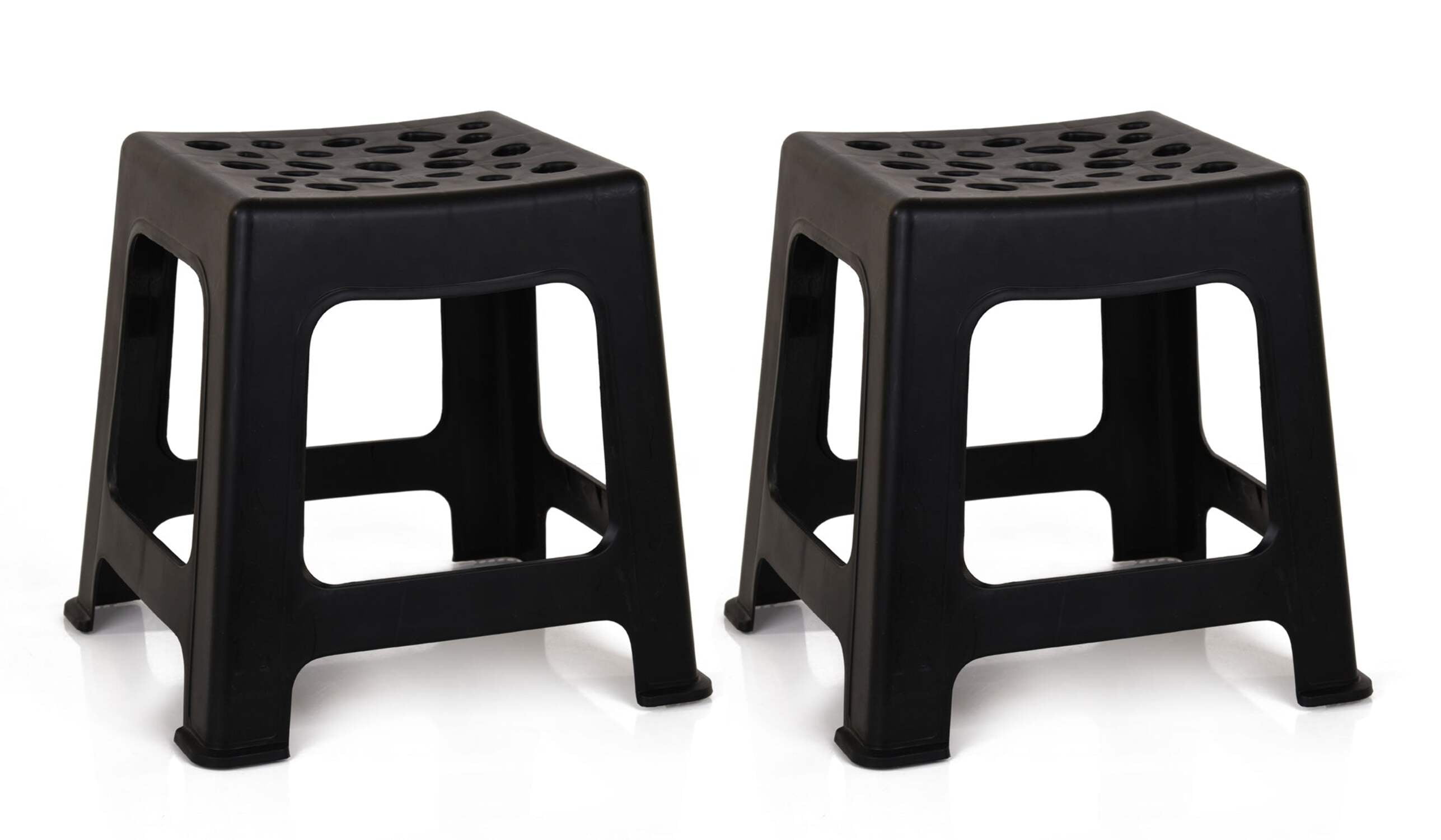 Mintra Home Light Duty Plastic Stools (12.5in Height, 2 Pack) - Compact ...