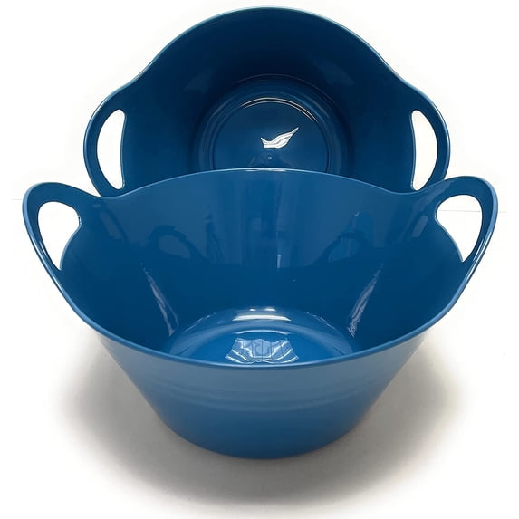 Mintra Home Plastic Bowls with Handles 2 Pack (Medium, Deep Lake Blue ...