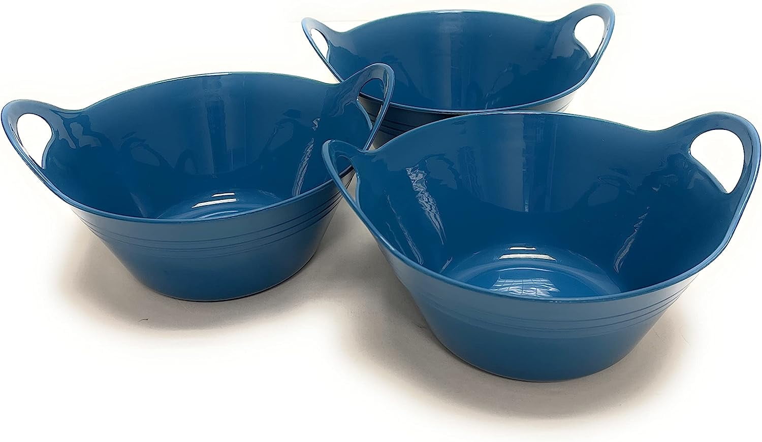 Mintra Home Plastic Bowls with Handles 3 Pack (Small, Deep Lake Blue ...