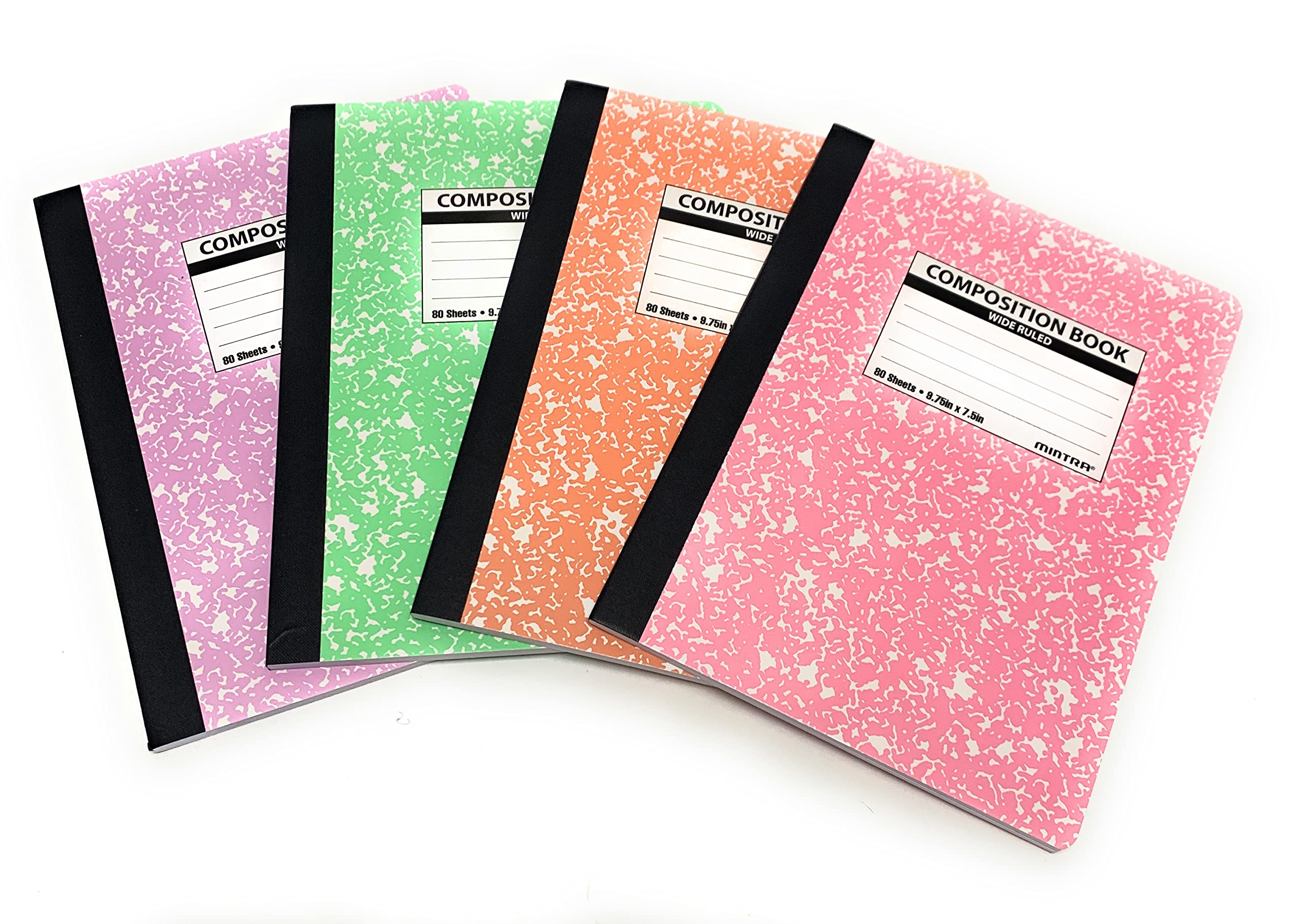 Mintra Office Composition Books - Sturdy Flexible Cover (4 Pack, Pastel ...