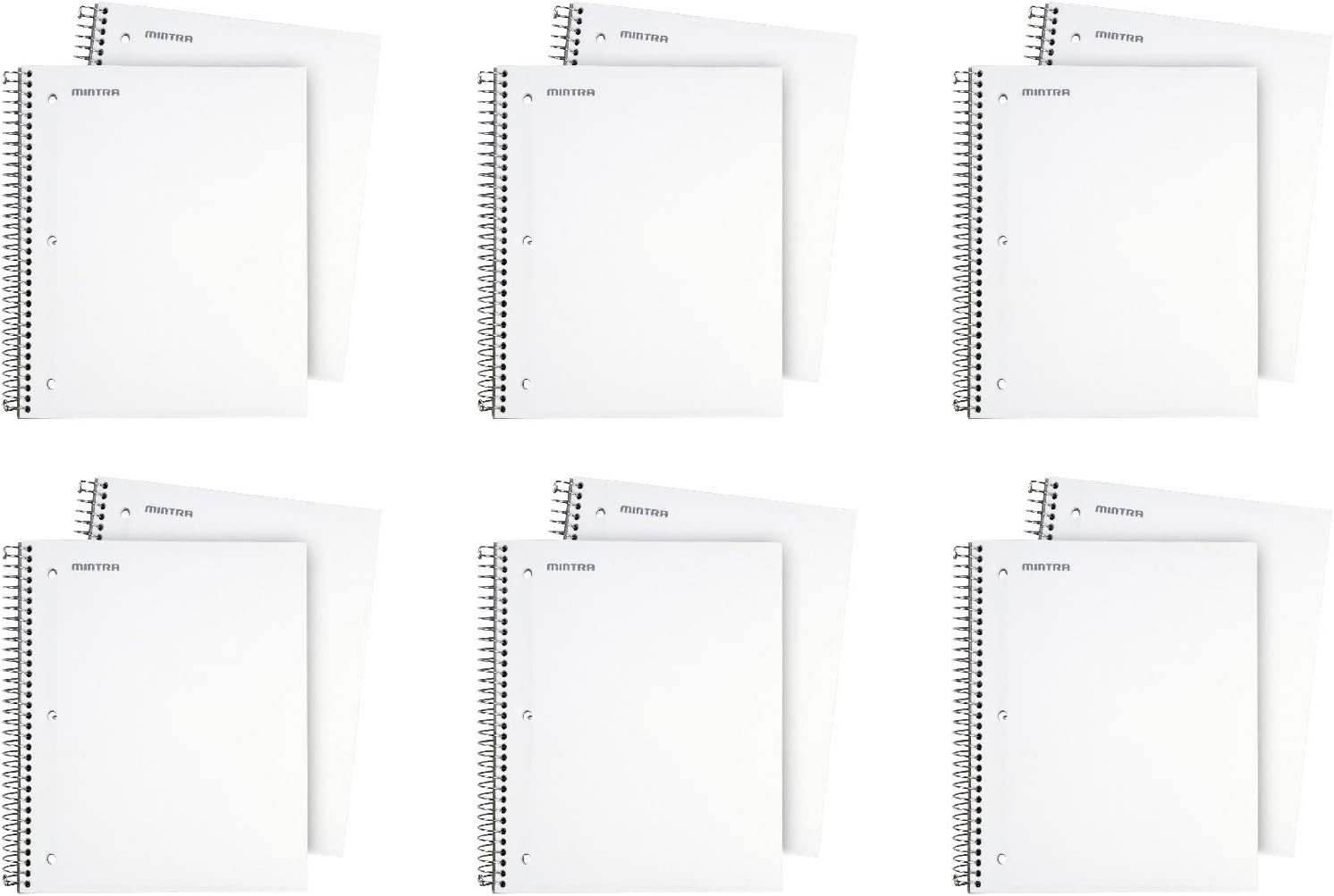 Mintra Office Durable Spiral Notebooks, 3 Subject (White, College Ruled ...