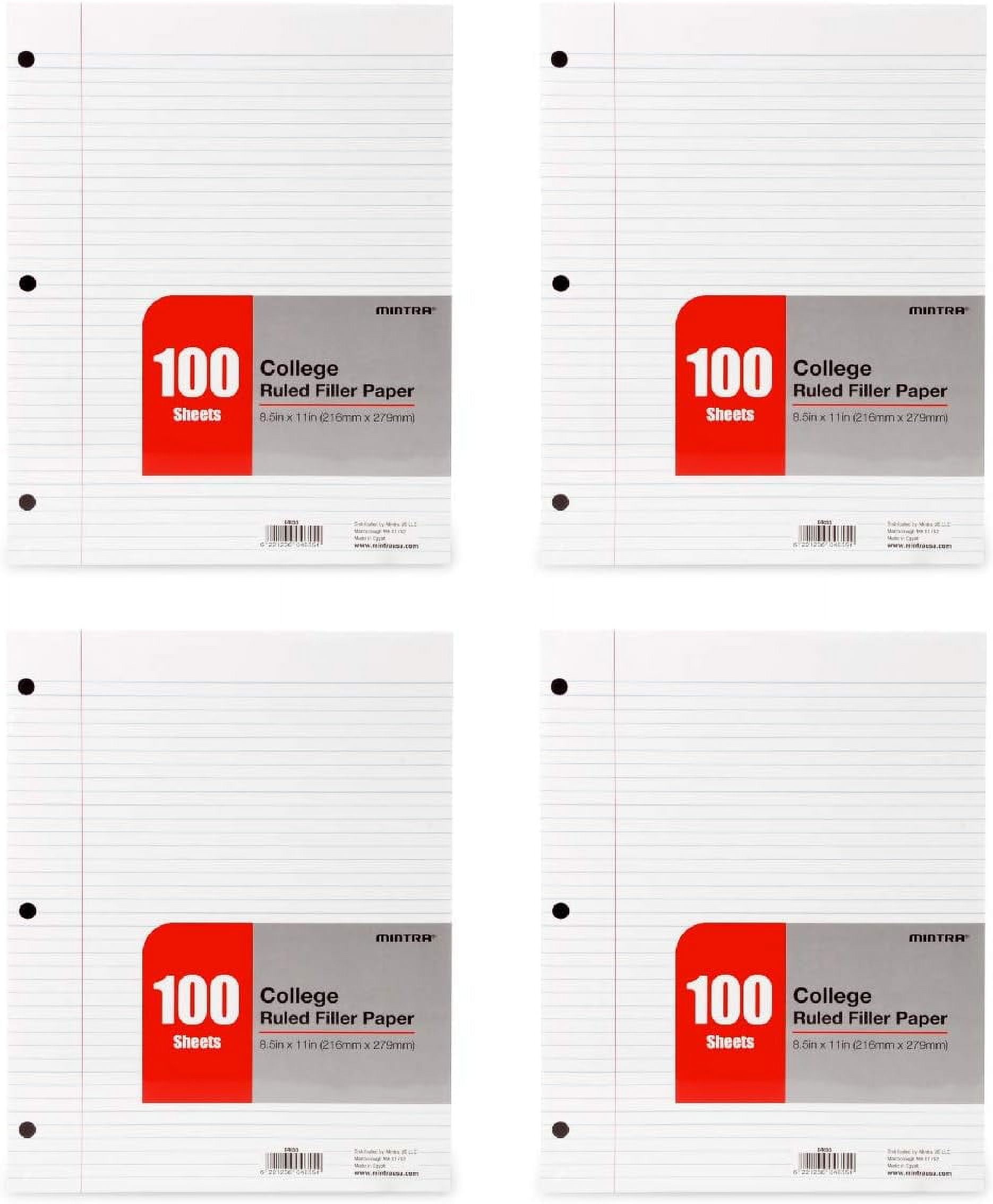Mintra Office Filler Paper (College Ruled, 2400 Sheets (4-6pks)) - 8 ...