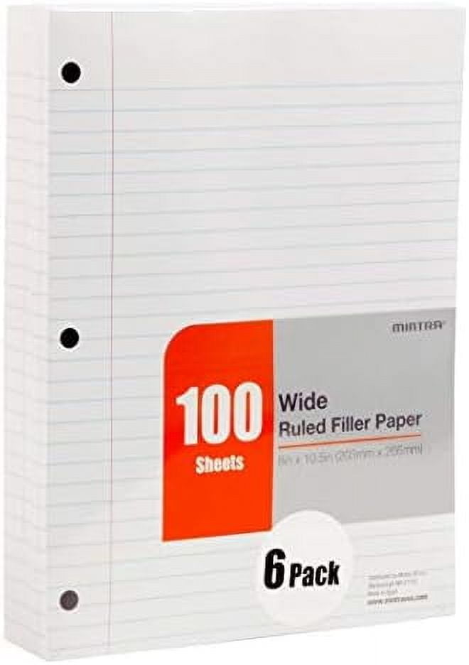 Mintra Office Filler Paper (Wide Ruled, 600 Sheets (6pks of 100 ...