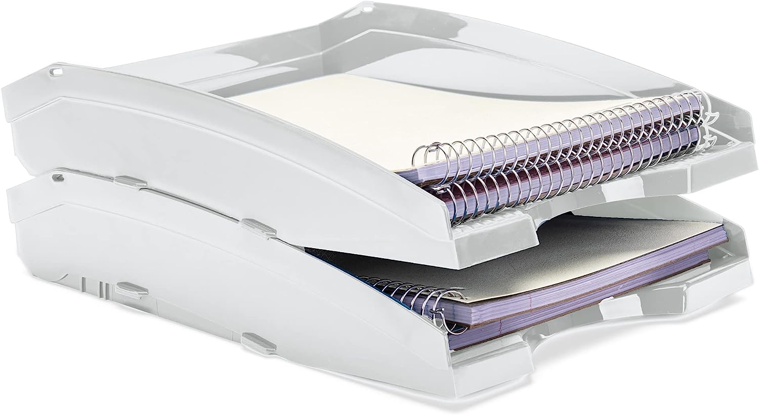 Mintra Office Plastic Desk Organizers 2pk -(19155) White, Letter Tray ...