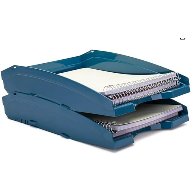 Office Plastic Desk Letter Tray (2 Pack) - Stackable - Walmart.com