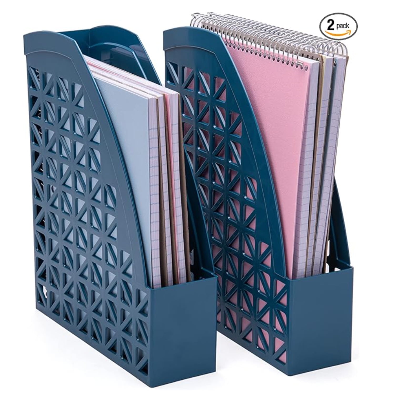 Mintra Office Plastic Desk Organizers 2pk (Deep Lake Blue, Magazine ...