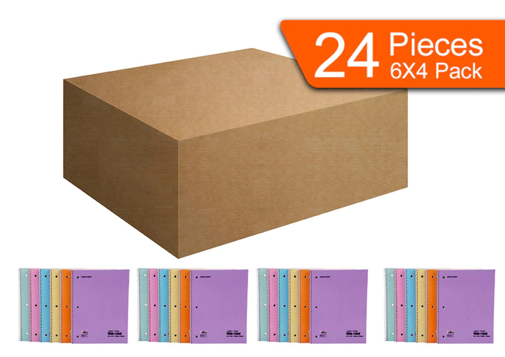 Mintra Office-Spiral Notebooks 70 Count (Pastel - Wide Ruled) 24 Pack ...