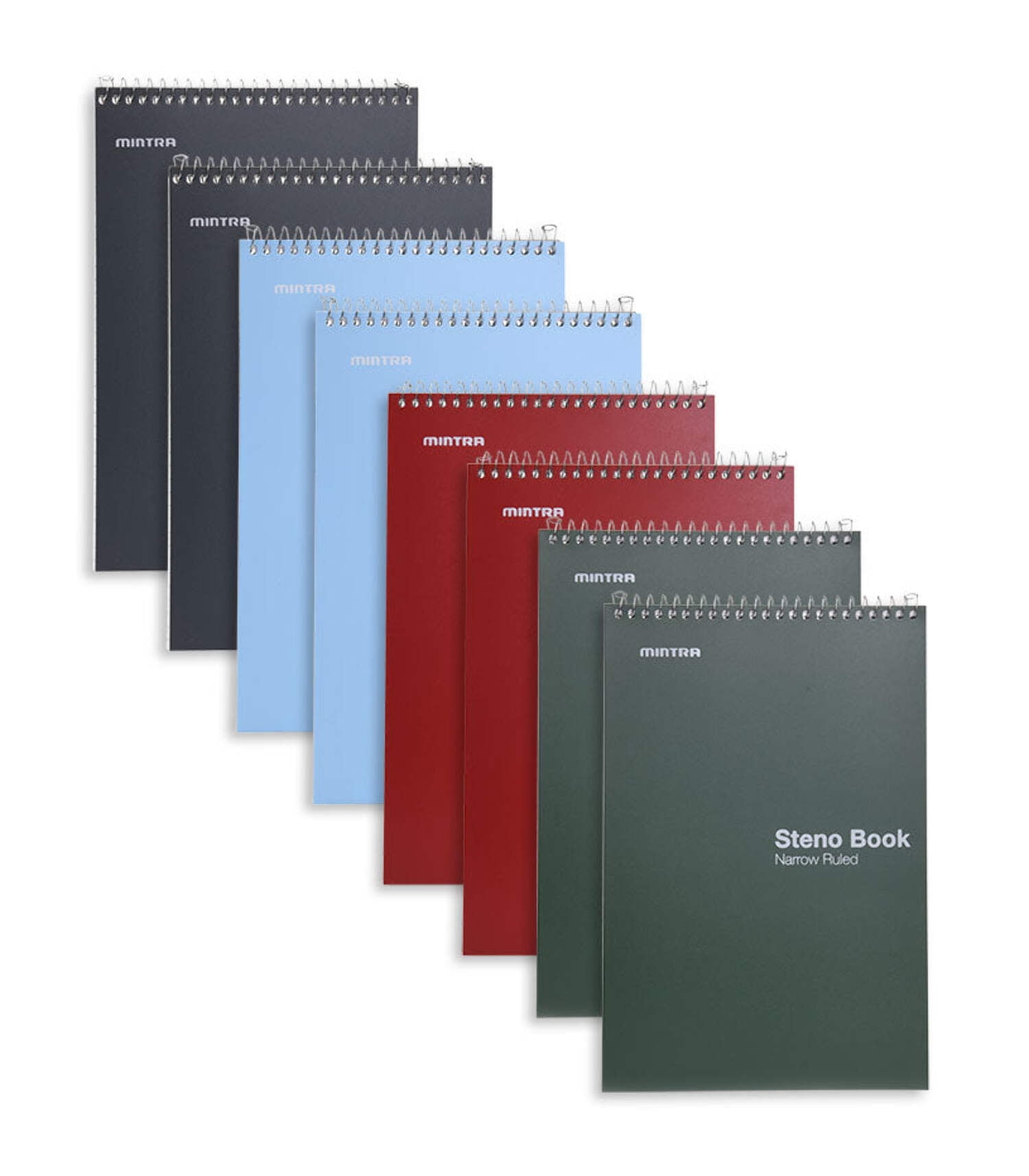 Mintra Steno Notebooks - Arctic Ice, Chili Oil, Green Olive, Charcoal ...