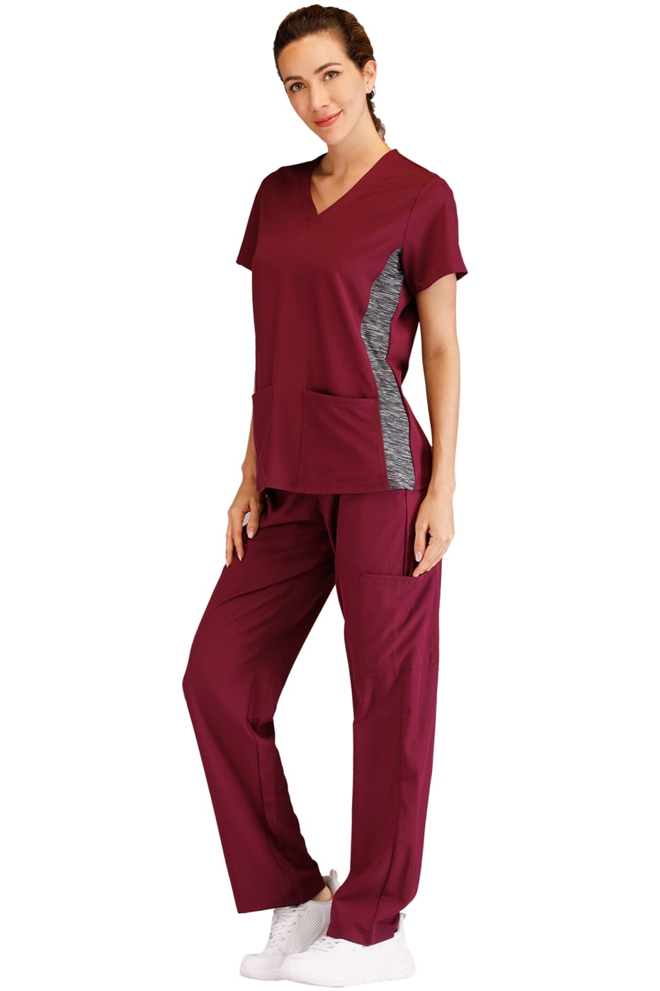 Minty Mint, Women's, V Neck Stretch Medical Scrub Set w Side Panels ...