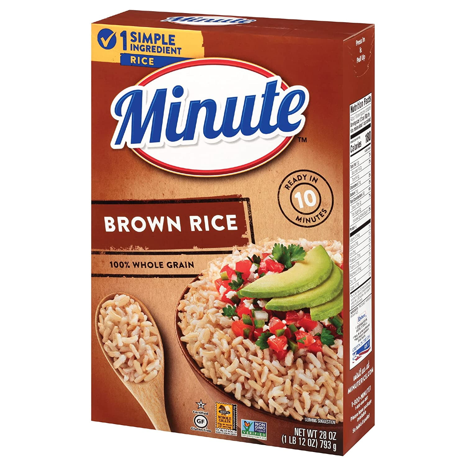 Minute Brown Rice, Instant Brown Rice for Quick Meals, 28-Ounce Box ...