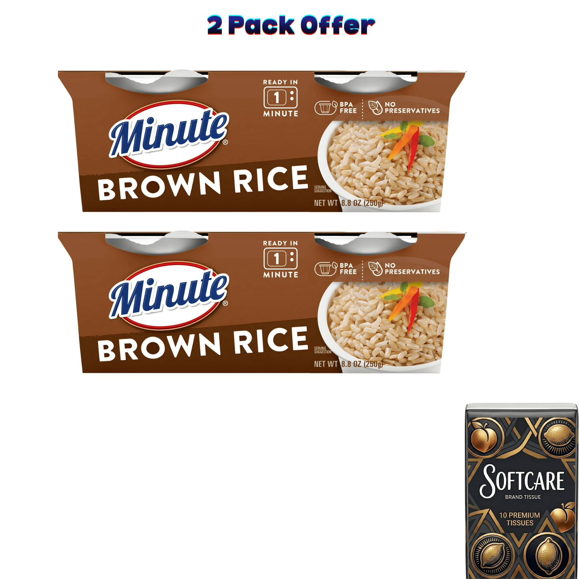 Minute Brown Rice, Microwaveable Rice Cups, 4.4 oz 2 Count ( Include ...