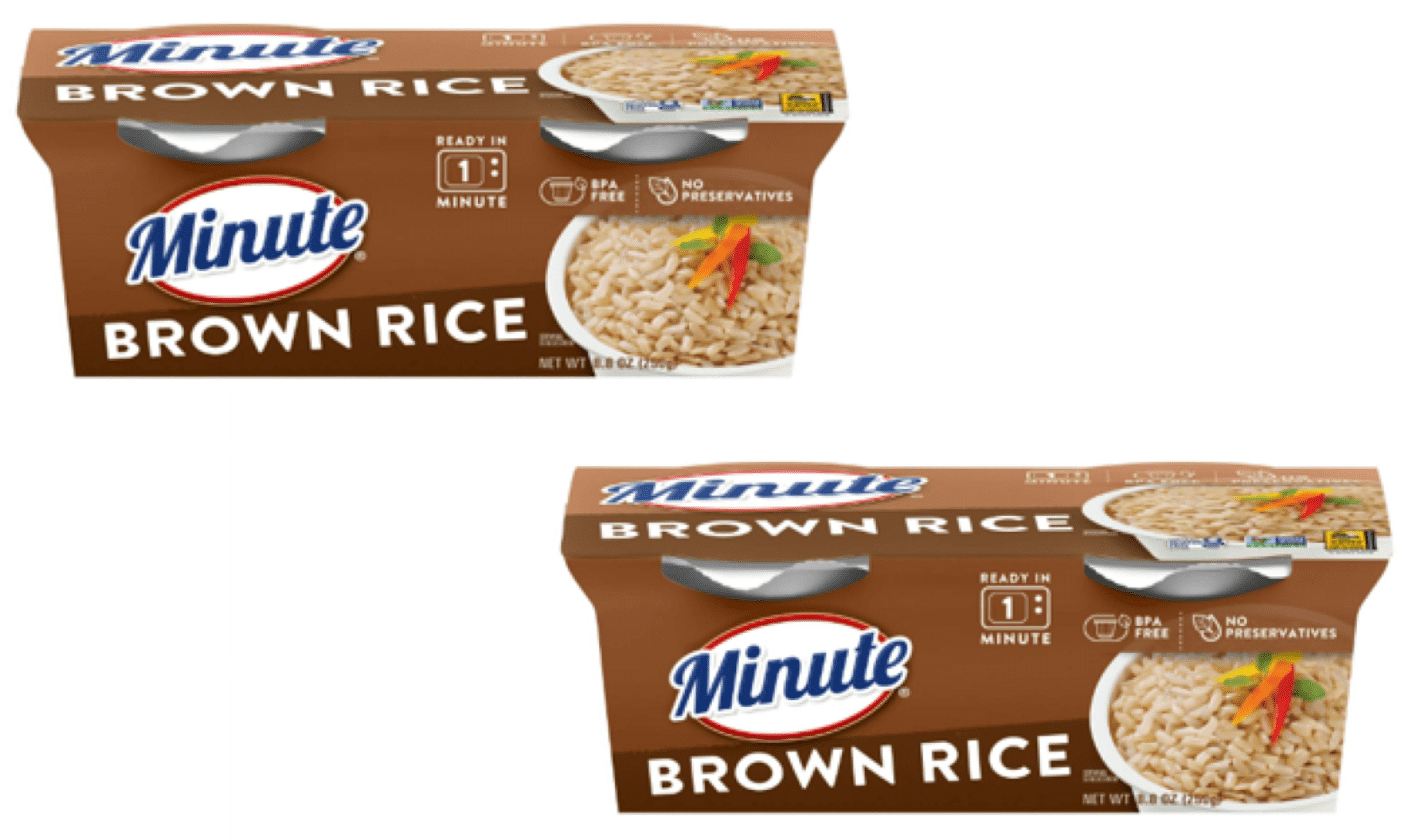 Minute Brown Rice, Microwaveable Rice Cups, 4.4 oz, 2 Ct - Pack of 2 (4 ...