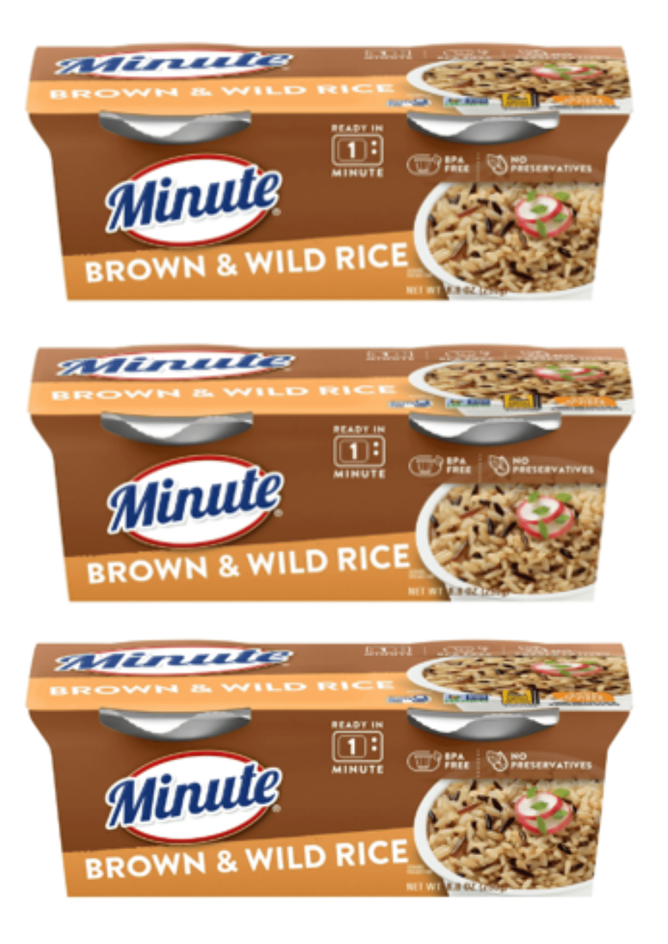 Minute Brown and Wild Rice, Microwaveable Rice Cups, 4.4 oz, 2 Ct ...