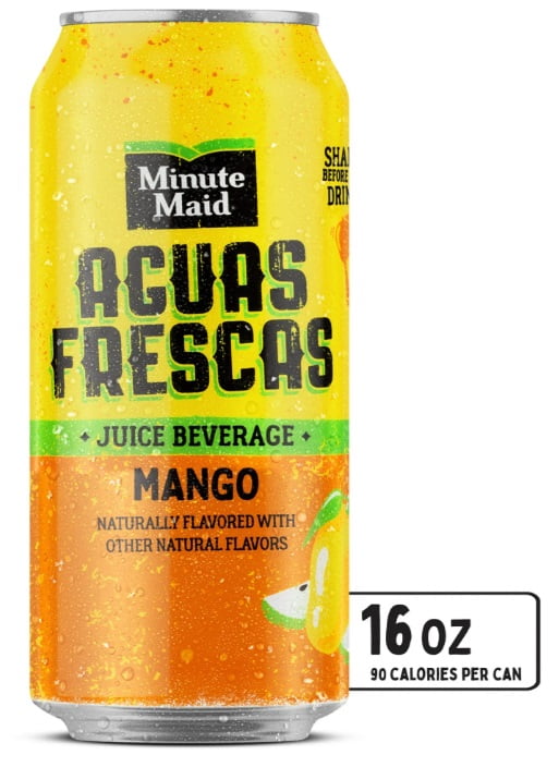 Minute Maid Aqua Fresca Mango, 16 Fl Oz Cans, Pack of 16, Subtly Sweet ...