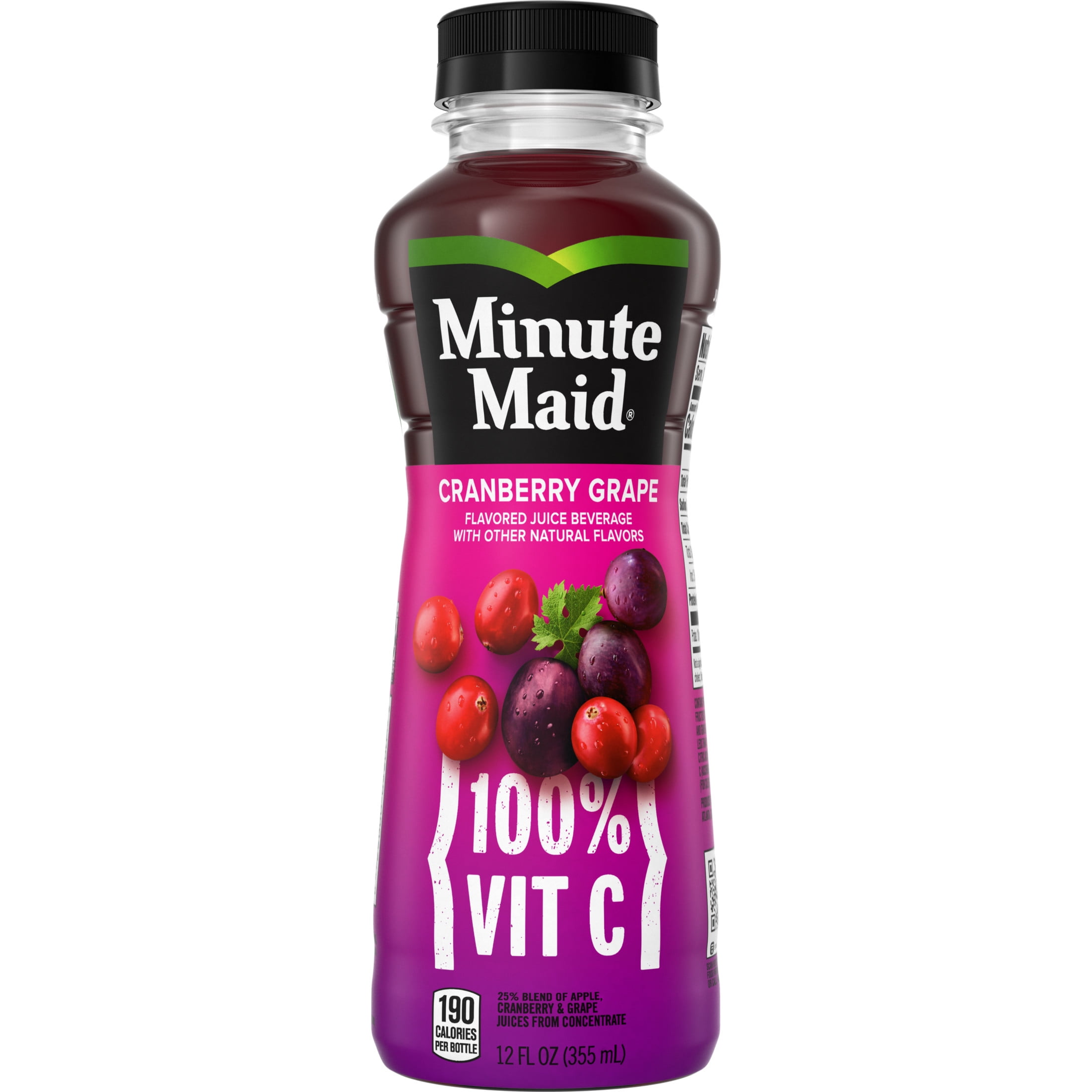 Minute Maid Cranberry Grape Fruit Juice Drink, 12 fl oz Bottle ...