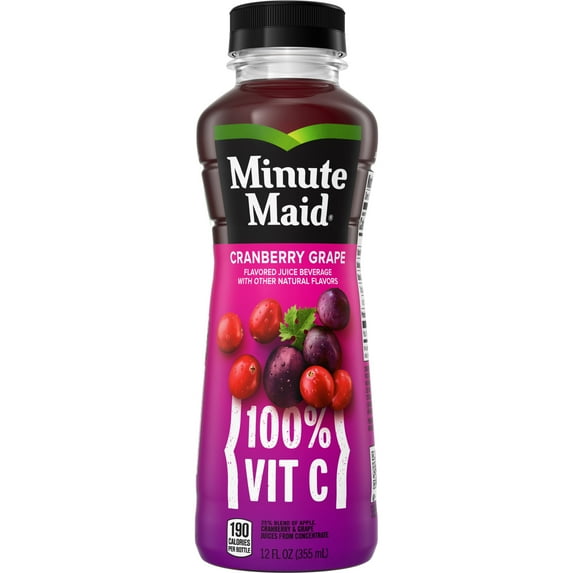 Minute Maid Cranberry Grape Fruit Juice Drink, 12 fl oz Bottle ...