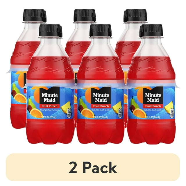(2 pack) Minute Maid Fruit Punch Juice Drink Bottles, 12 fl oz, 6 Pack ...
