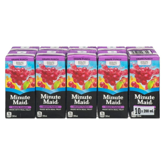 Minute Maid Grape Punch Juice Boxes Perfect for On-The-Go, 10x200ml, 2L ...