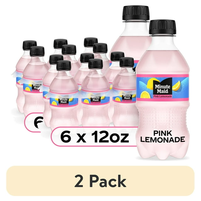 (2 pack) Minute Maid Pink Lemonade Juice Drink Bottles, 12 fl oz, 6 ...
