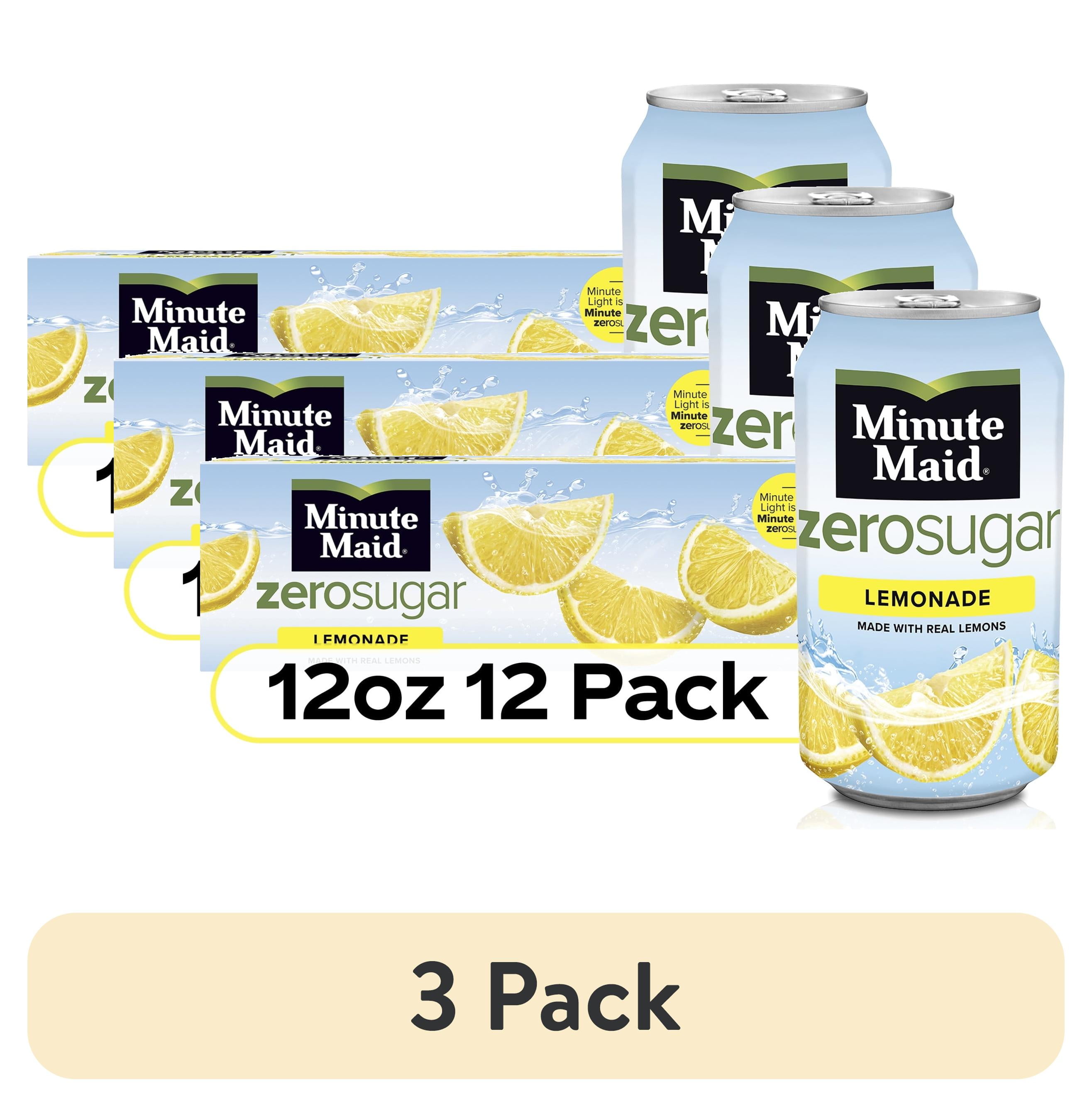 (3 pack) Minute Maid Zero Sugar Lemonade Fruit Juice, 12 fl oz, 12 Cans - Walmart.com