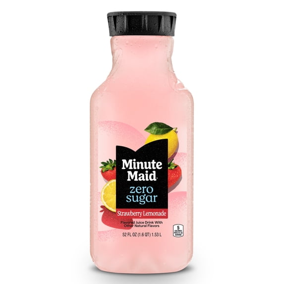 Minute Maid Strawberry Lemonade Bottle 52 fl oz Refreshing Fruit Juice ...
