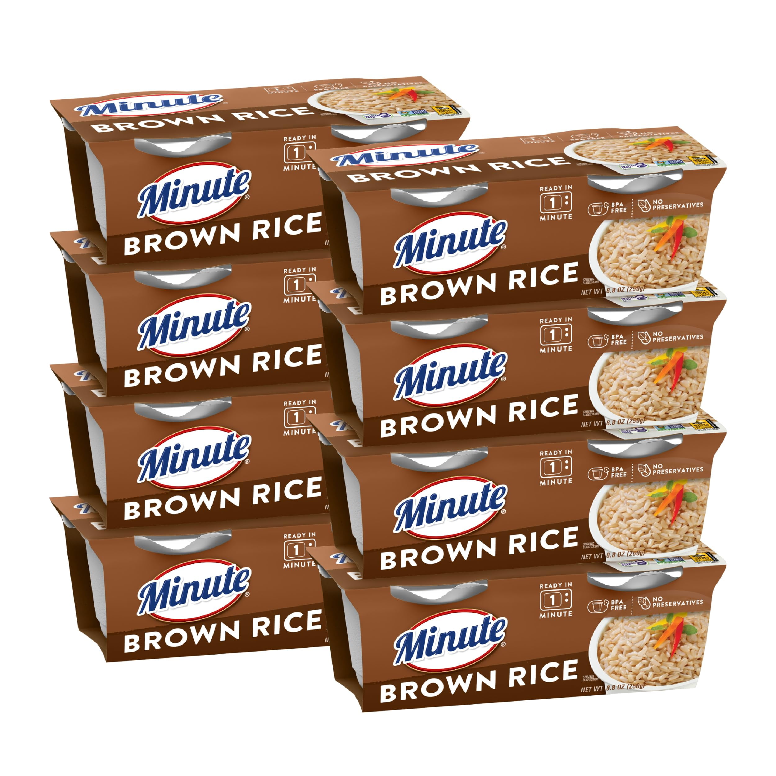 Minute Ready-to-Serve Brown SCH4 Rice, Microwavable Rice Cups, 8.8 ...