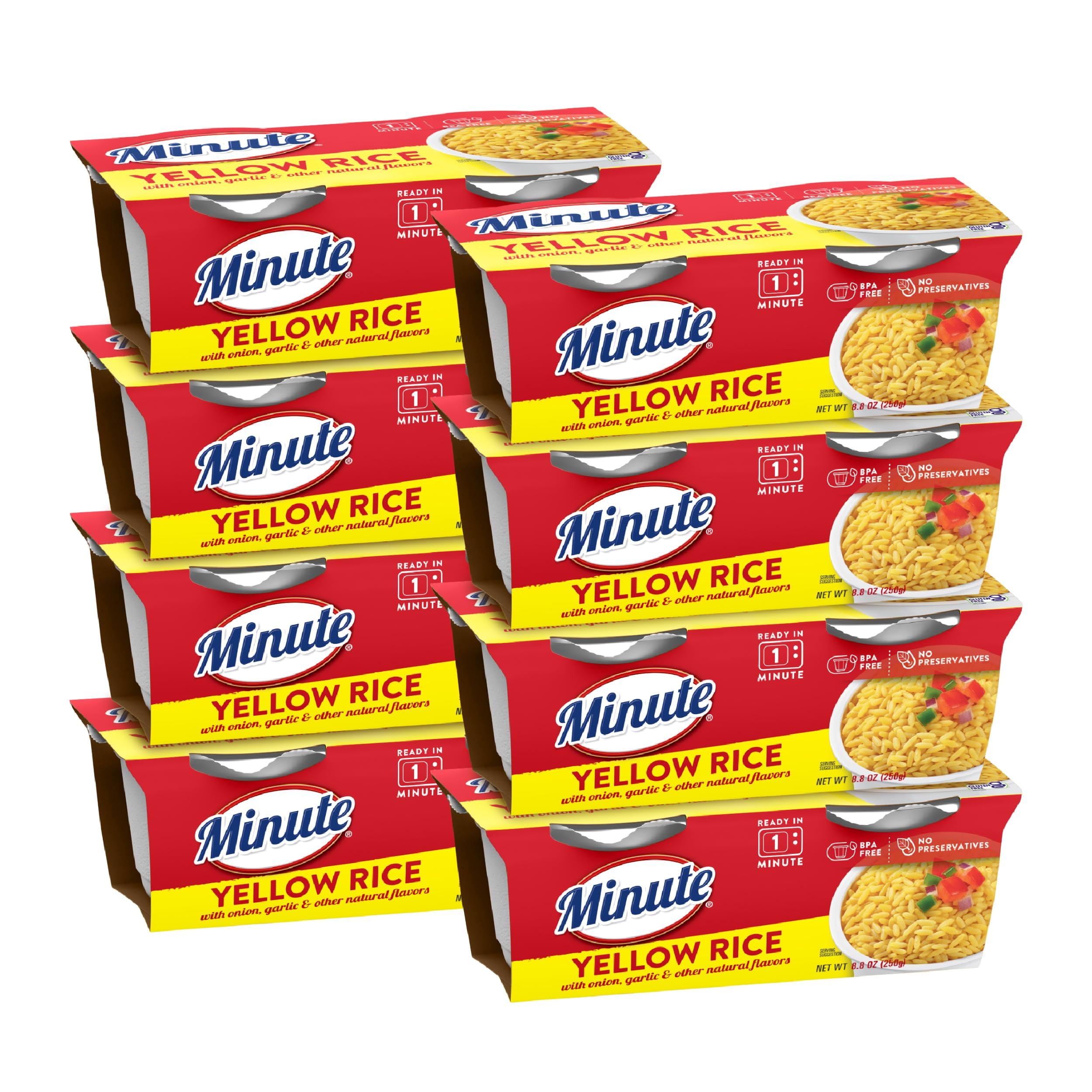 Minute Ready-to-Serve Yellow Rice, Microwavable Rice Cups, 4.4-Ounce ...