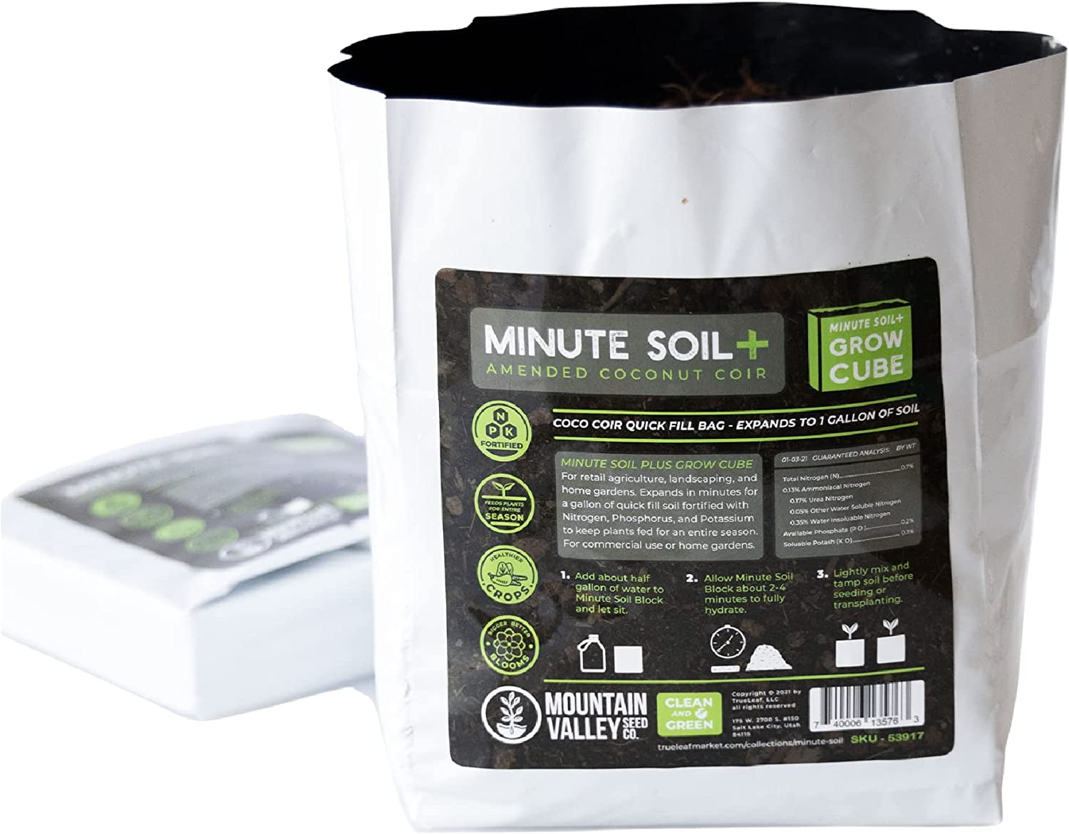 Minute Soil Plus Grow Cube - Amended Coco Coir Potting Soil - 1 Gallon ...
