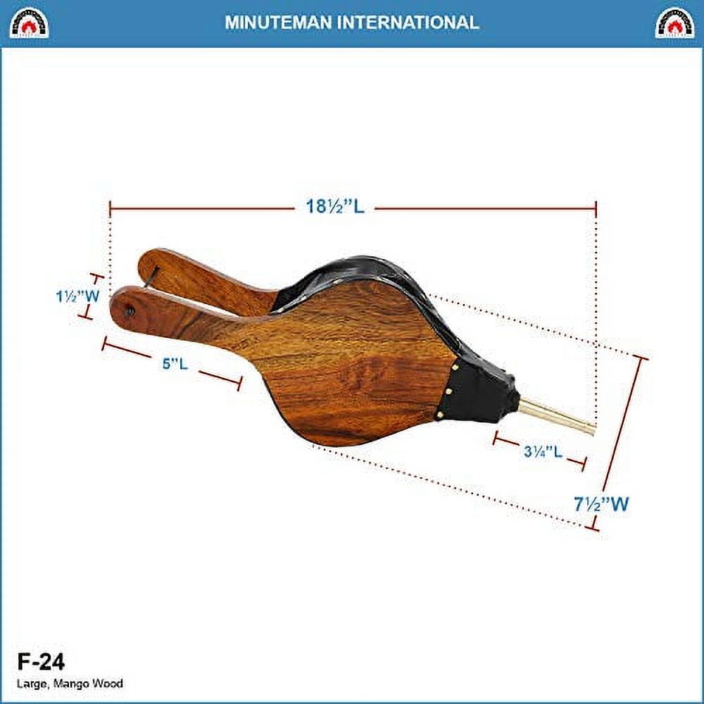 Minuteman International Large Fireplace Bellows, Wood, Black, Brass ...