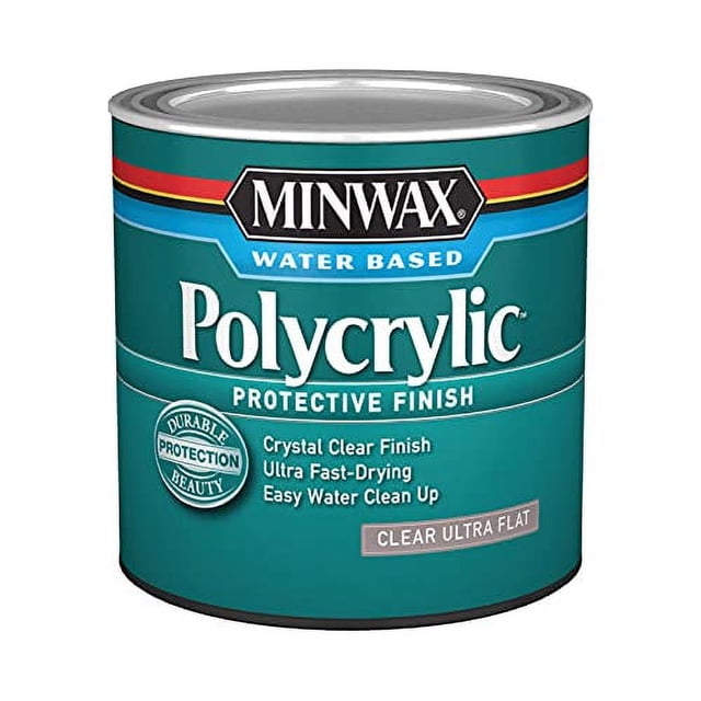 Minwax 211114444 Polycrylic Protective Wood Finish, Clear Ultra Flat, ½ ...