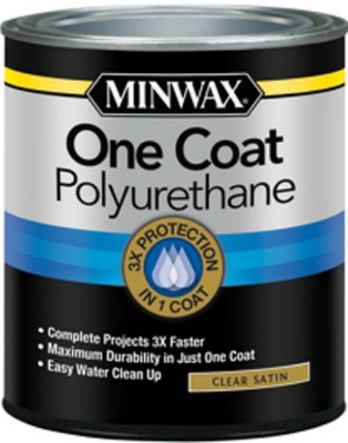 Minwax 356050000 One Coat Polyurethane Wood Finish, Clear Satin, 1 Qt ...