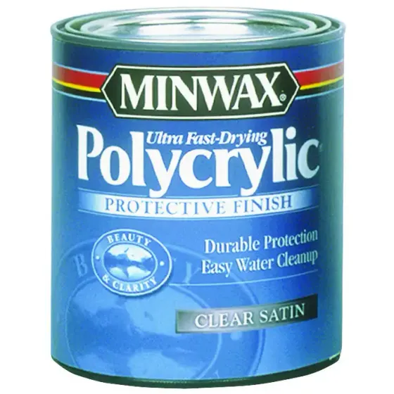Minwax 63333 Polycrylic Clear Satin Protective Finish Quart Water Based ...