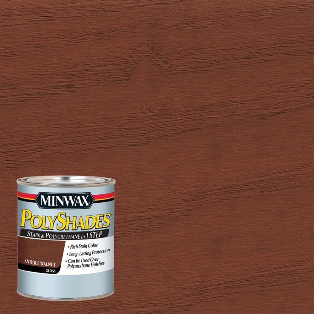 Minwax PolyShades Gloss Stain & Varnish, Antique Walnut Wood Finish, 1 ...