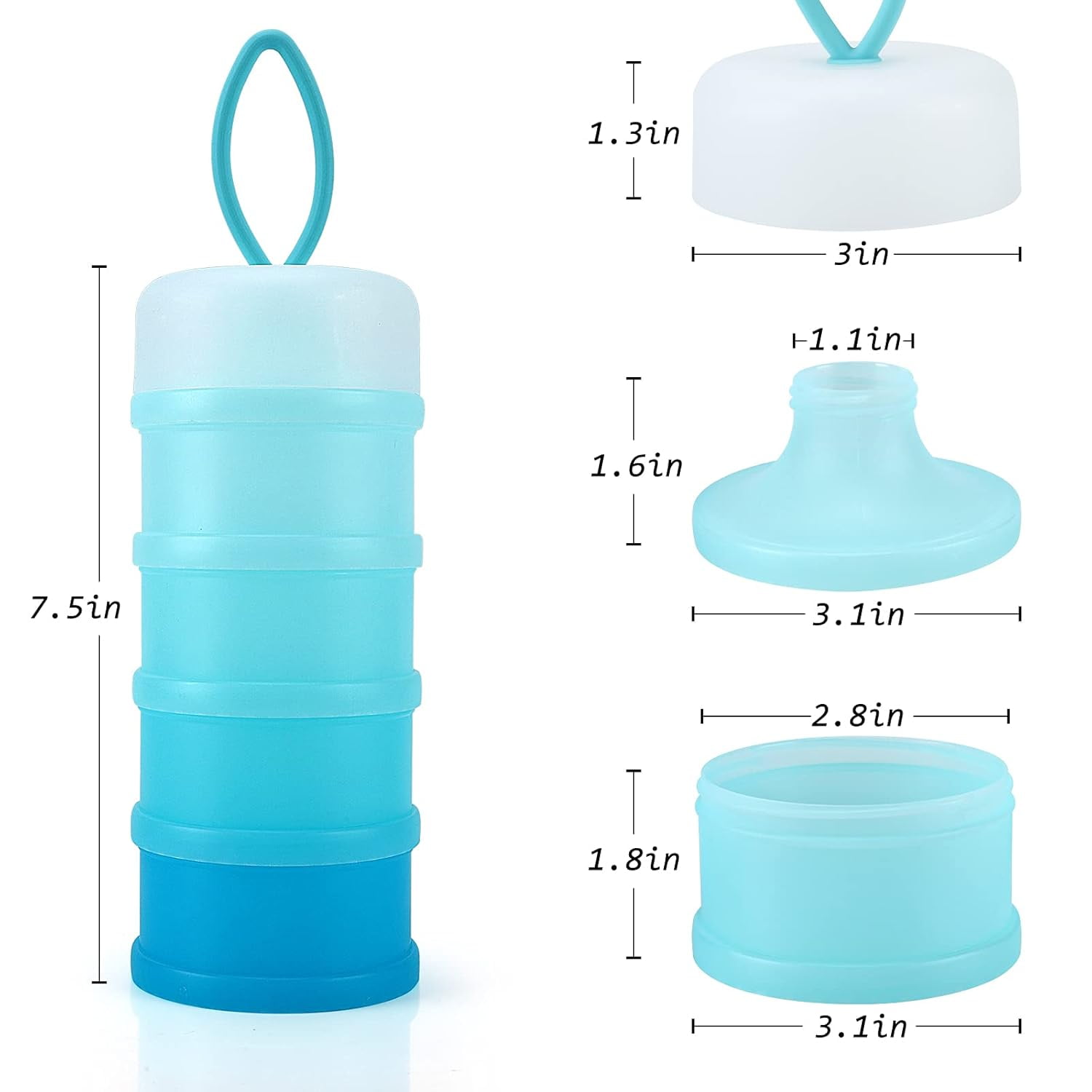Minzimin 1 Pack Baby Formula Dispenser On The Go, Stackable Formula ...
