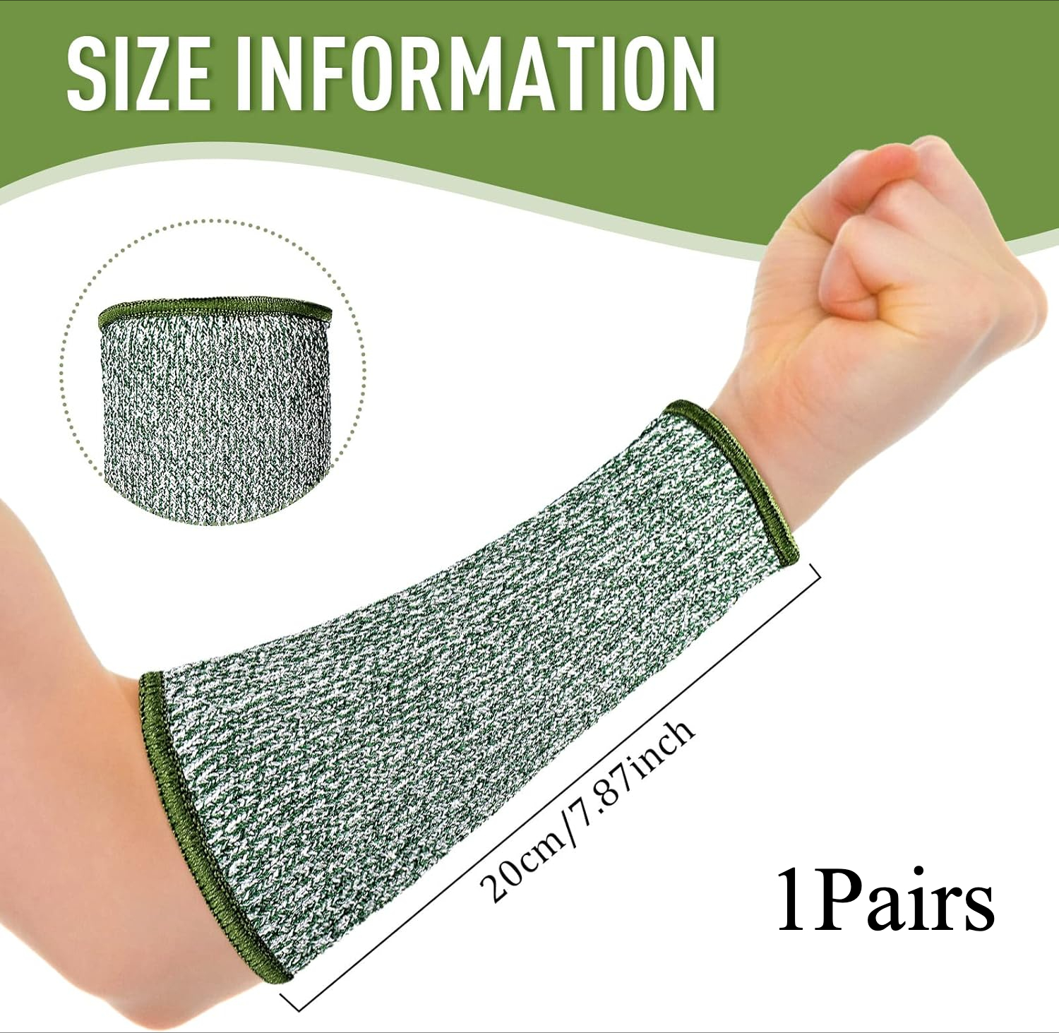 Minzimin 1 Pairs Cut Resistant Sleeves Level 5 Arm Protective Sleeve ...