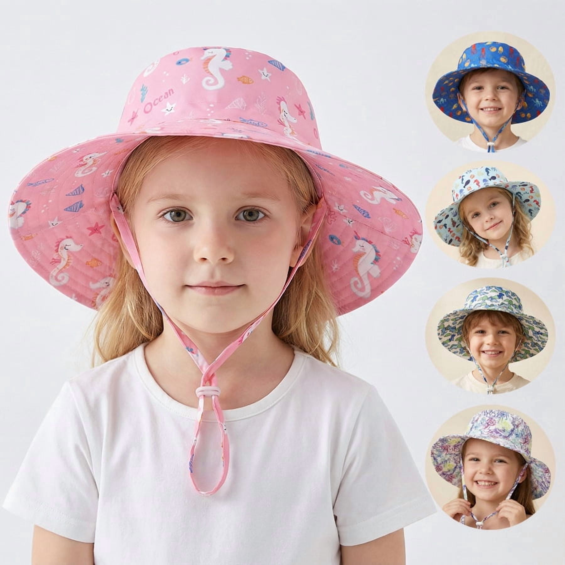 Minzimin 1Pack Kids Printed Sun Protection Bucket Hat for Boys & Girls ...