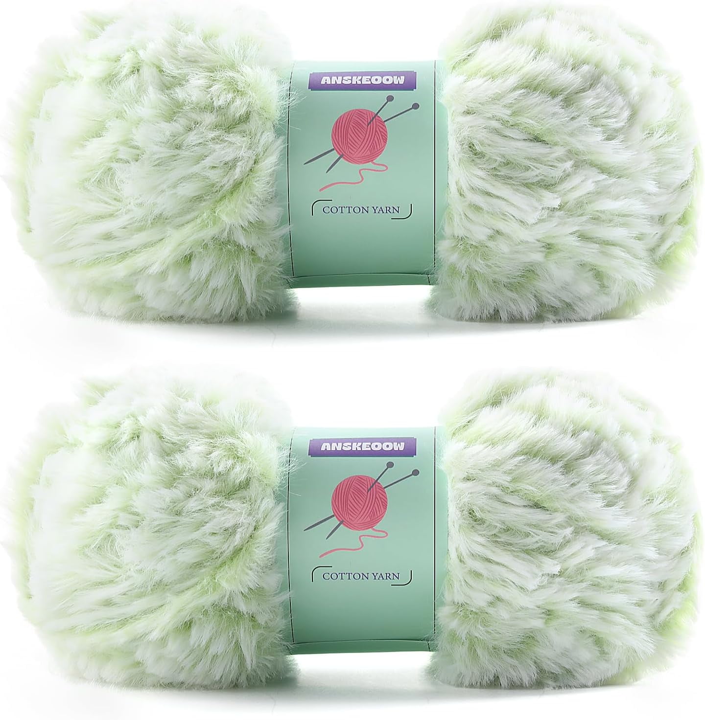 Minzimin 2 Skeins Faux Fur Yarn Soft Fluffy for Crocheting - Chunky ...